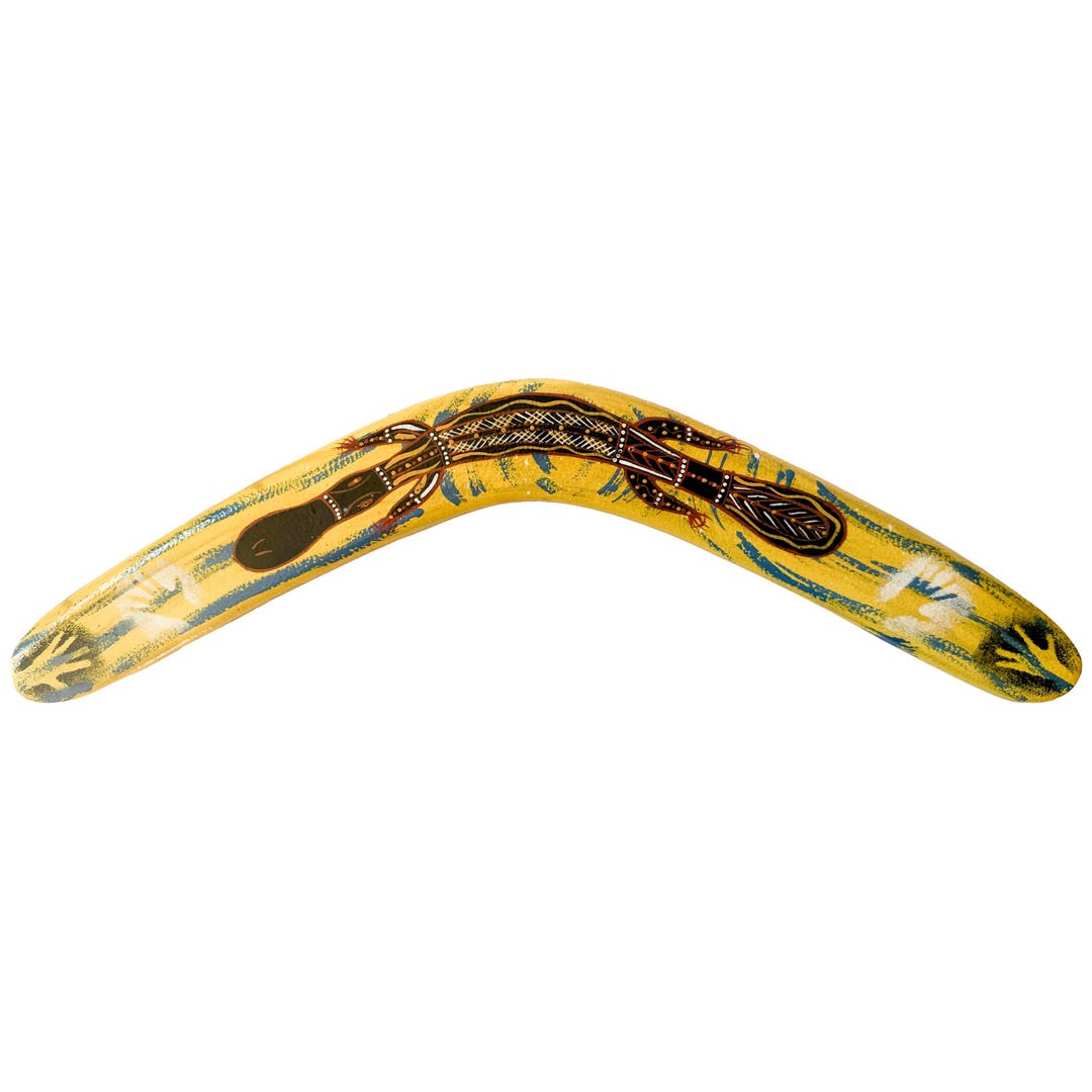 55cm / 22" Boomerang - Hardwood, Timber - Aboriginal, Dot Art ...
