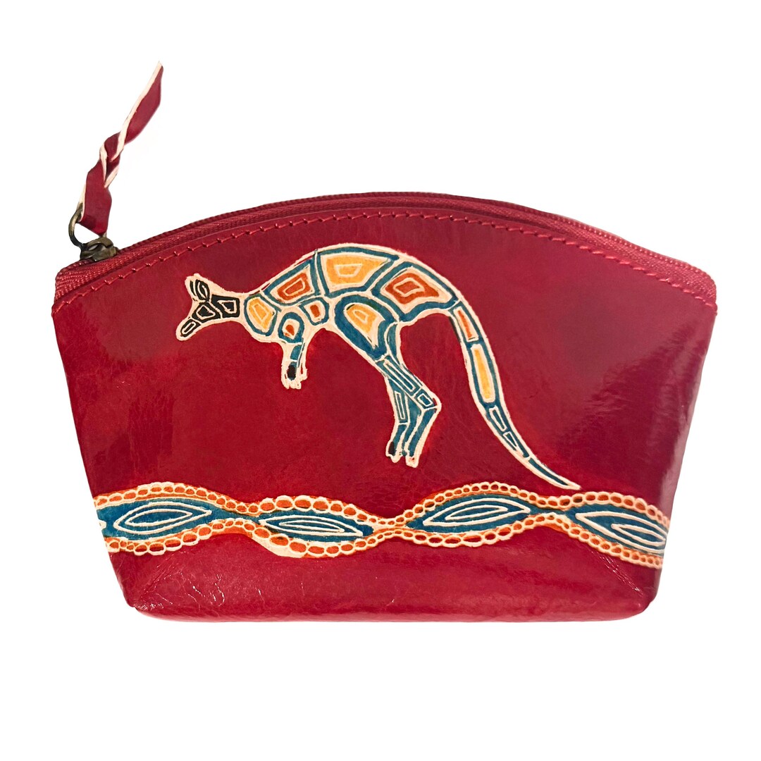 Aboriginal Utility Purse - River Kangaroo, Red - Australia, Indigenous ...