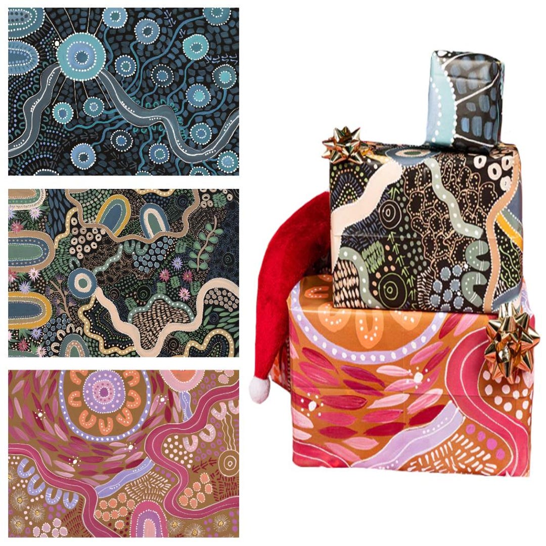 3 X Aboriginal Wrapping Paper, Gift Wrap Sheets Caitlyn Davies-plummer ...