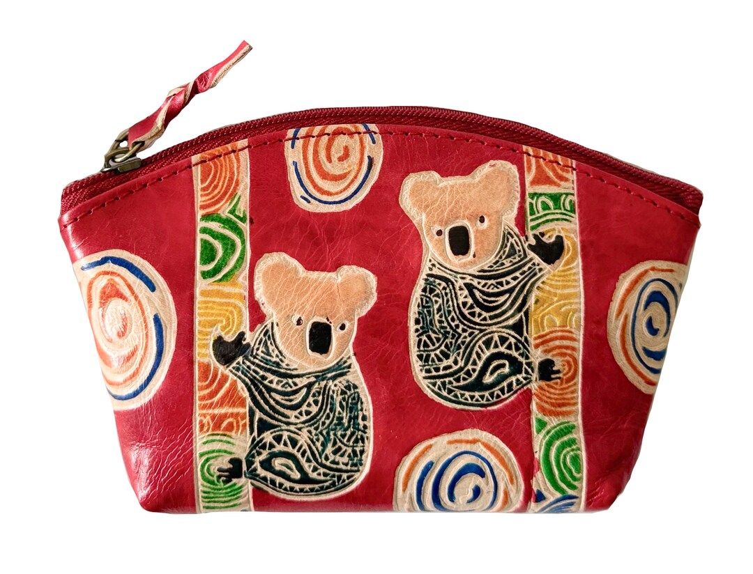 Ladies Coin Purse, Cosmetic Bag, Makeup Bag - Aboriginal Art - Leather ...