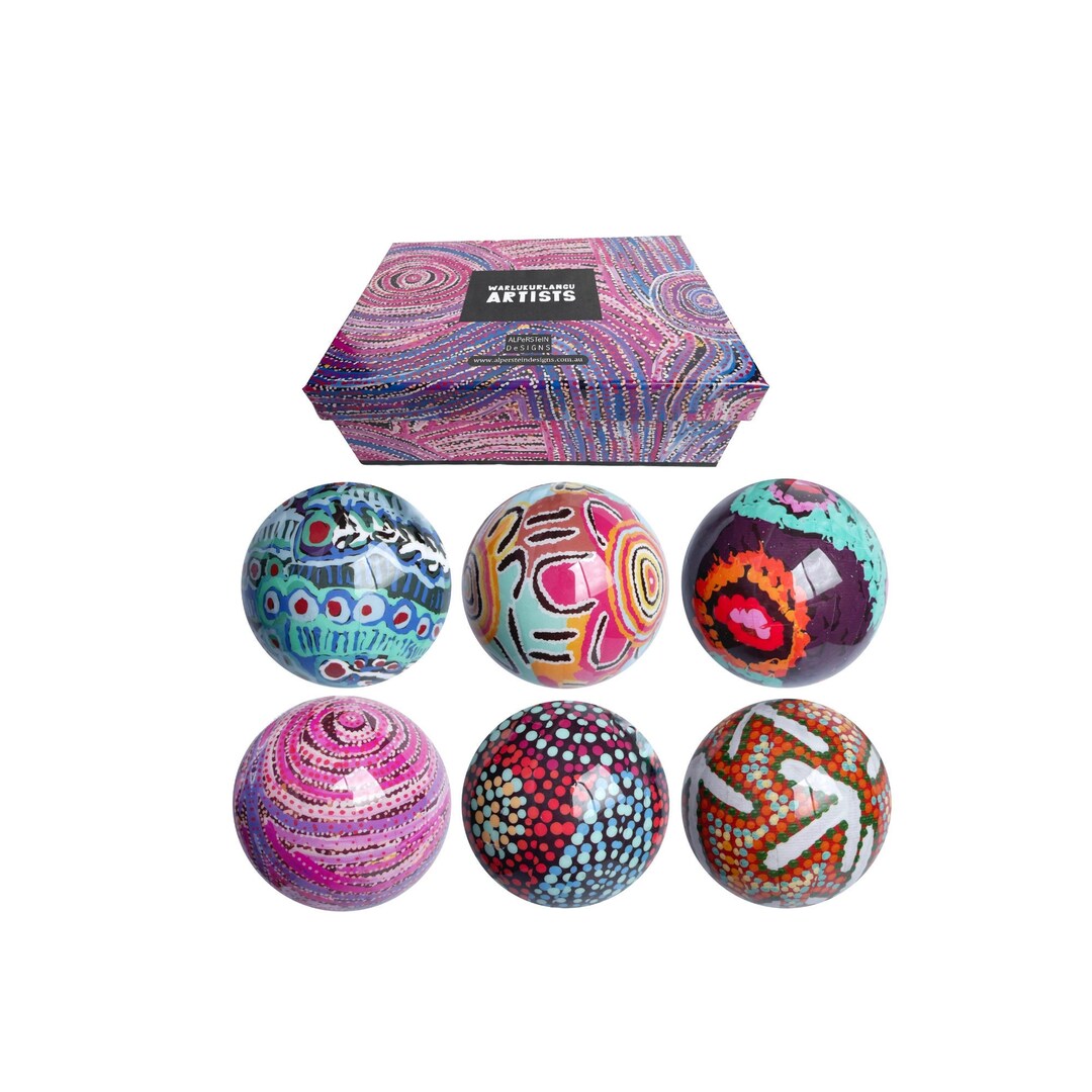 6 X Christmas Baubles - Hanging, 80mmd - Aboriginal Art - Warlukurlangu ...