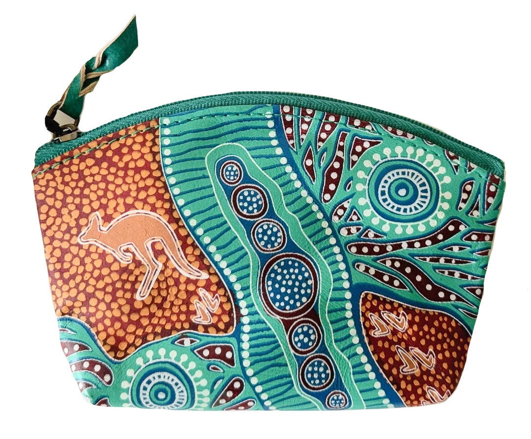 Ladies Coin Purse, Cosmetic Bag, Makeup Bag - Aboriginal Art - Leather ...