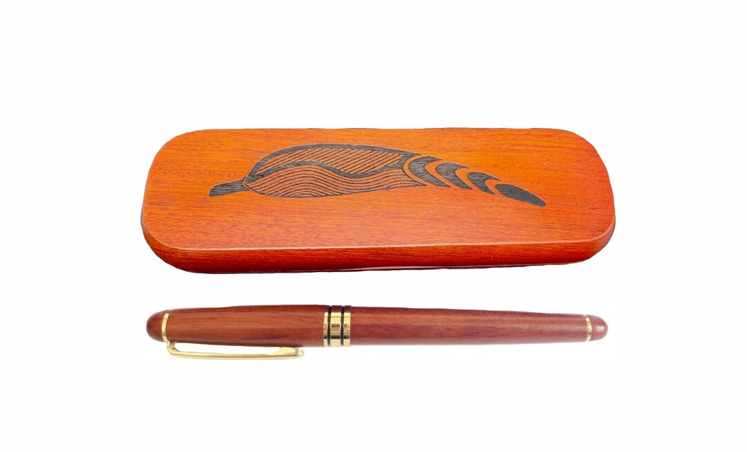 Aboriginal Timber Pen Set Gum Leaves Australia, Indigenous, Souvenir ...