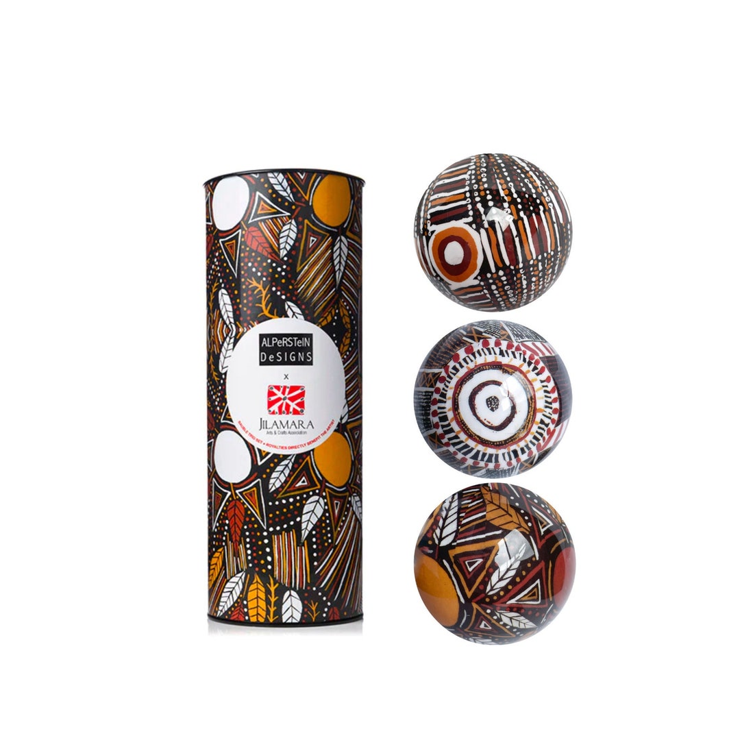 3 X Christmas Baubles - Hanging, 80mmd - Aboriginal Art - Jilmara ...