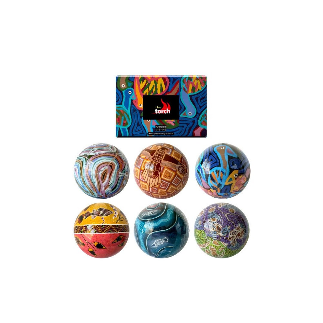 6 X Aboriginal Christmas Tree Baubles - Hanging Ornaments, 8cmd - the ...