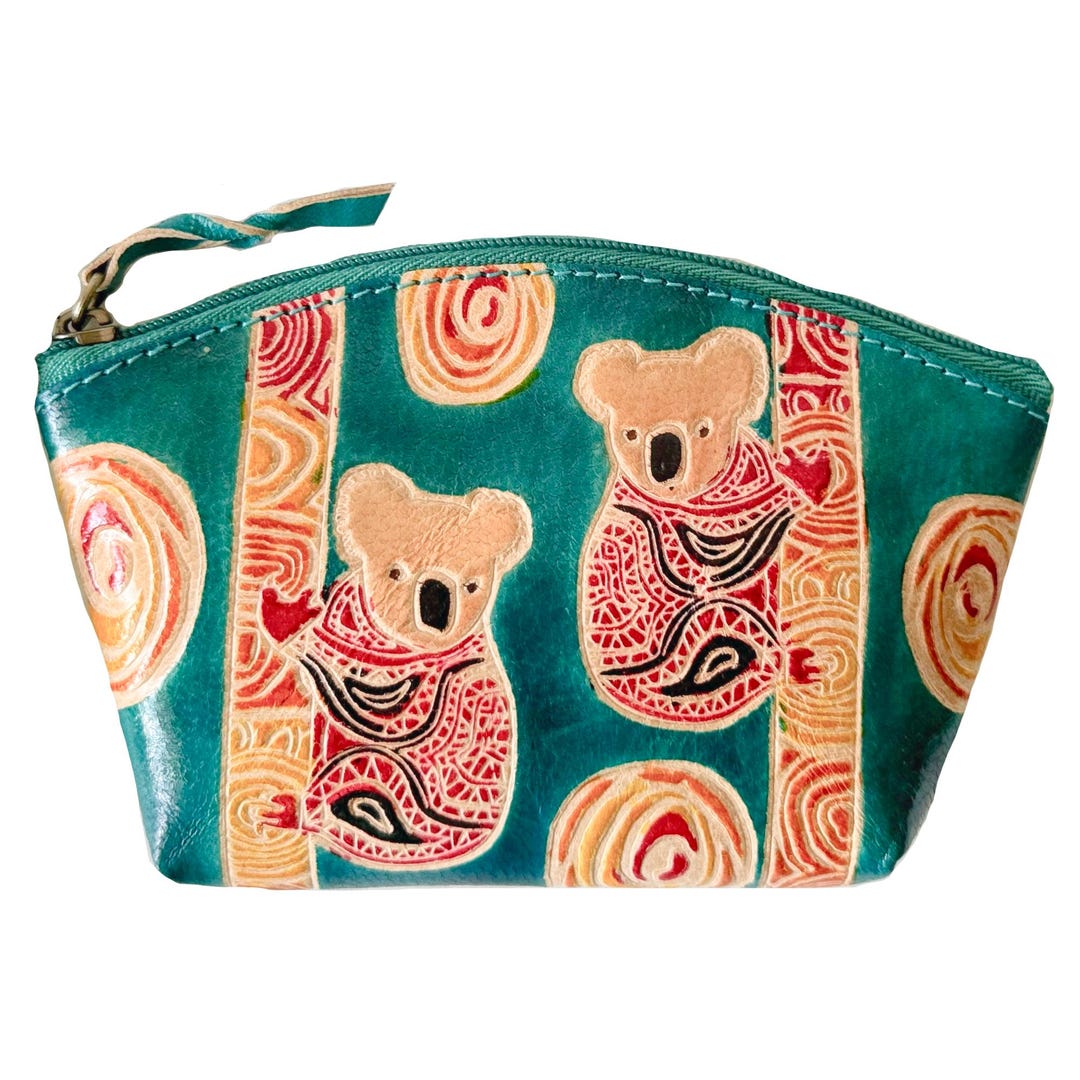 Ladies Coin Purse, Cosmetic Bag, Makeup Bag - Aboriginal Art - Leather ...