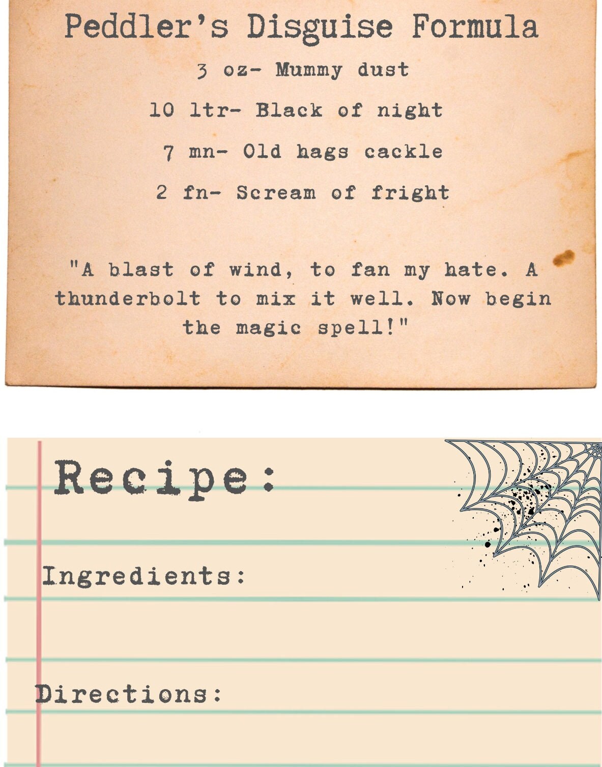 Spooky Recipe Card Printables - Etsy