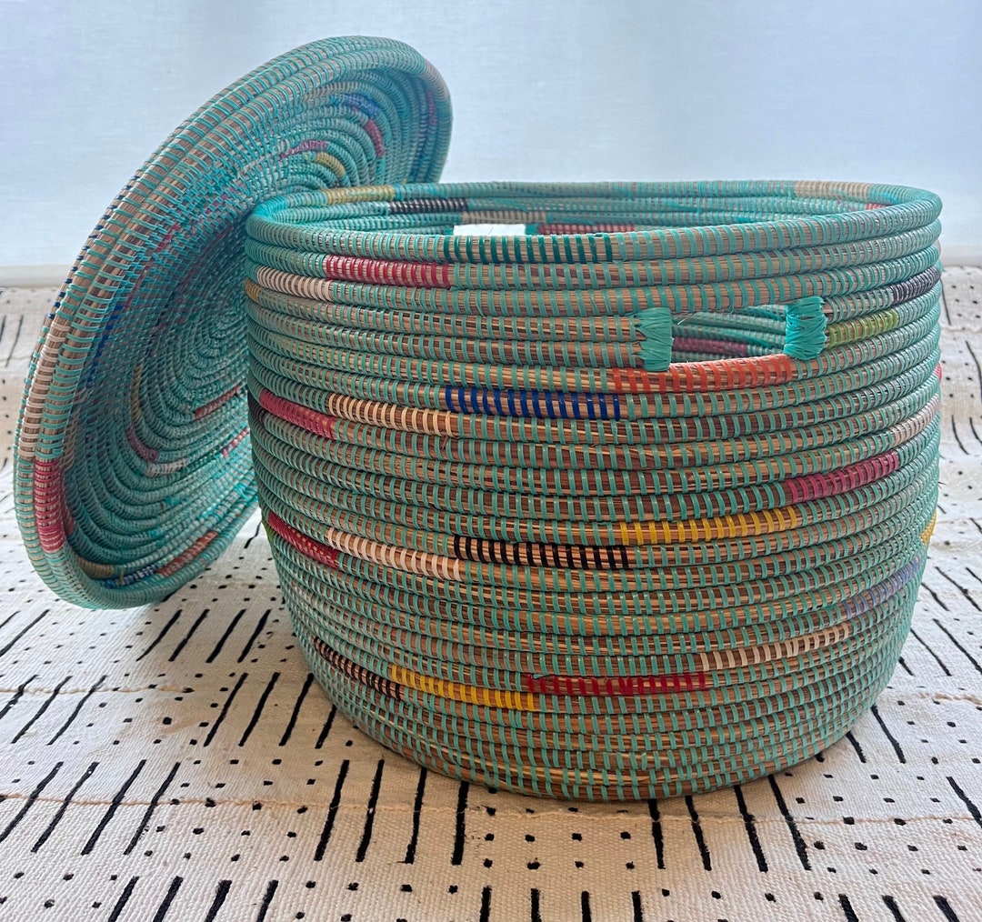 Large Woven African Laundry Basket With Handles and Lid - Etsy