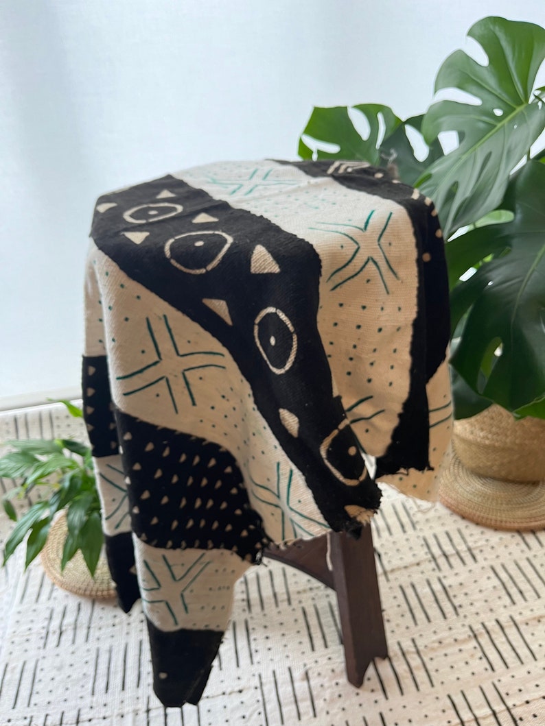Bogolan African Mud Cloth Fabric Black and White Print on Cotton ...