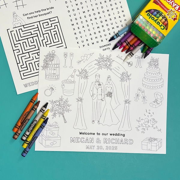 Custom Kids Wedding Coloring Book - Etsy