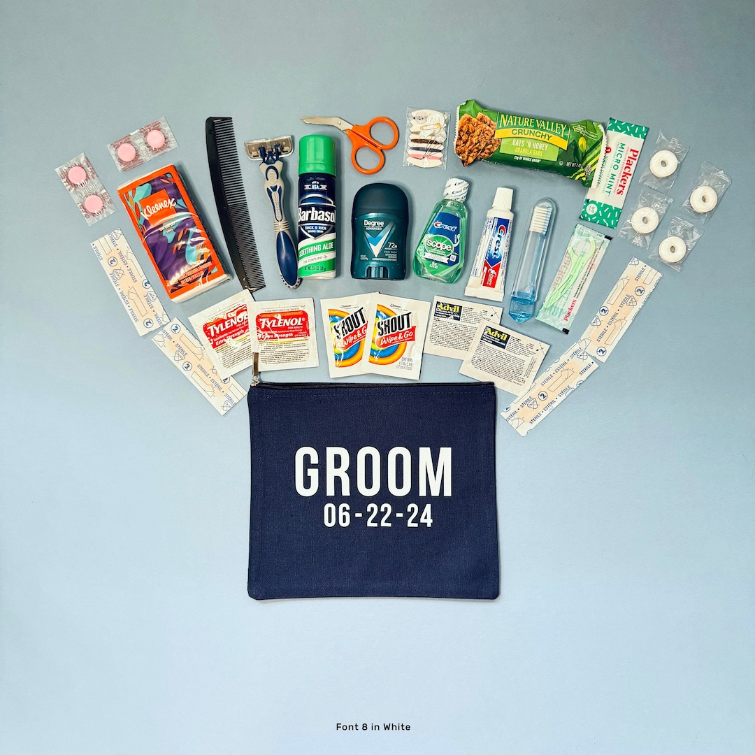Groom's Emergency Kit Medium Navy Travel Bag Wedding Day Kit Hangover ...