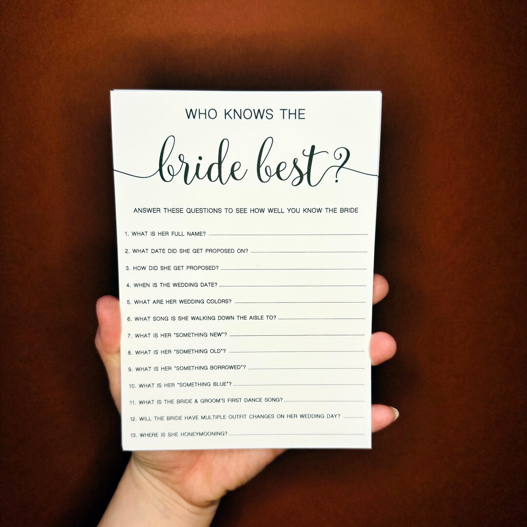 Who Knows the Bride Best Game Cards Unique Twist Bridal Shower Game ...