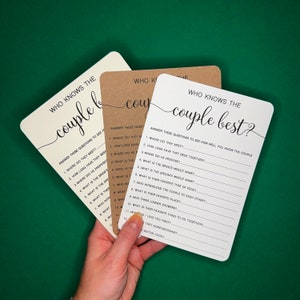 Who Knows the Couple Best? Game Cards W/ Rounded Corners- Wedding ...