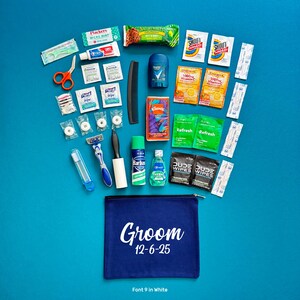 Groom's Emergency Kit - Medium Navy Travel Bag - Wedding Day Kit ...