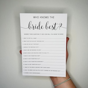 Who Knows the Bride Best? Game Cards - Unique Twist - Bridal Shower ...