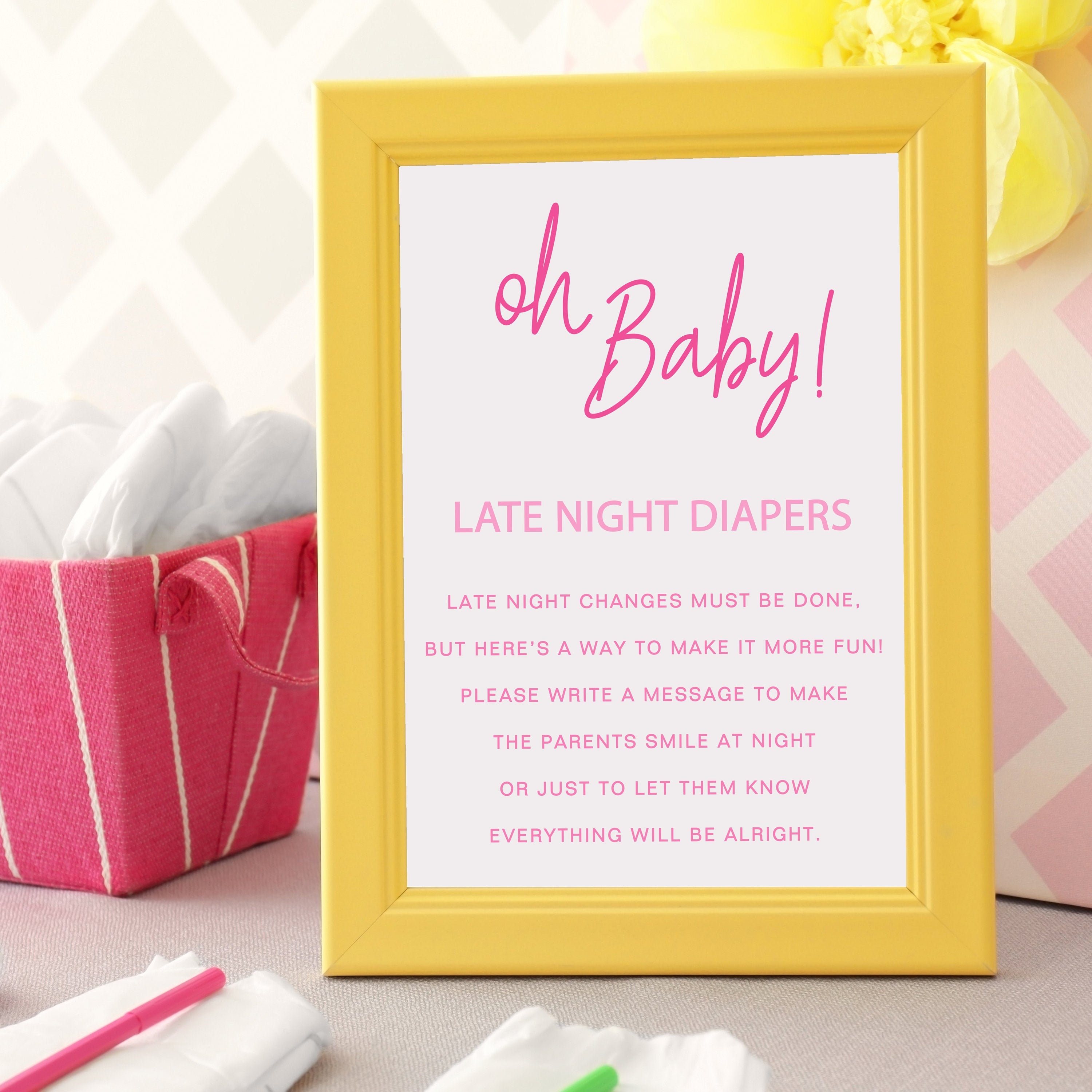 Late Night Diaper Sign Diaper Game Sign Baby Shower Sign | Etsy