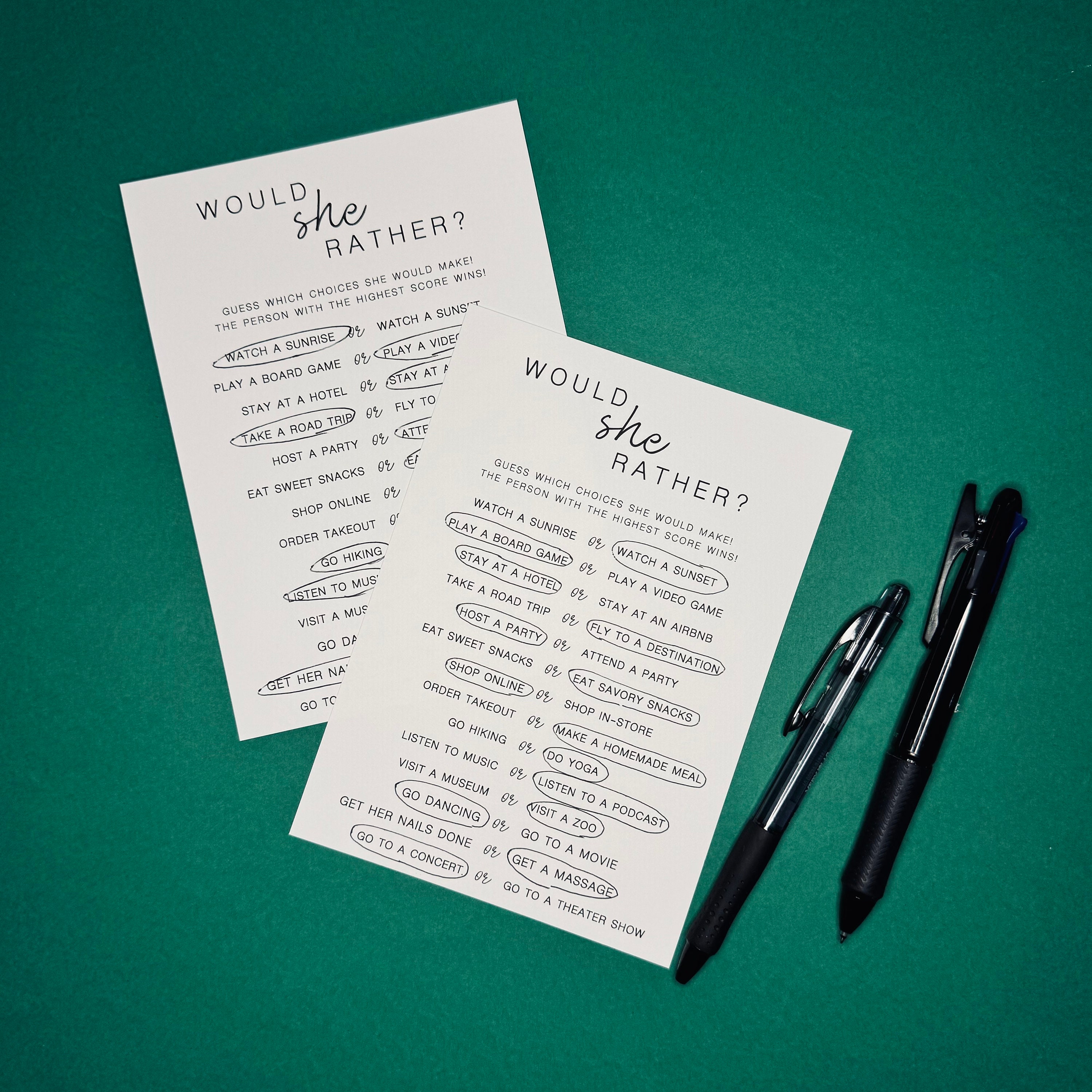 Would She Rather? Game Cards- Game Cards for Unforgettable Party ...