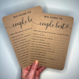 Who Knows the Couple Best? Game Cards W/ Rounded Corners- Wedding ...