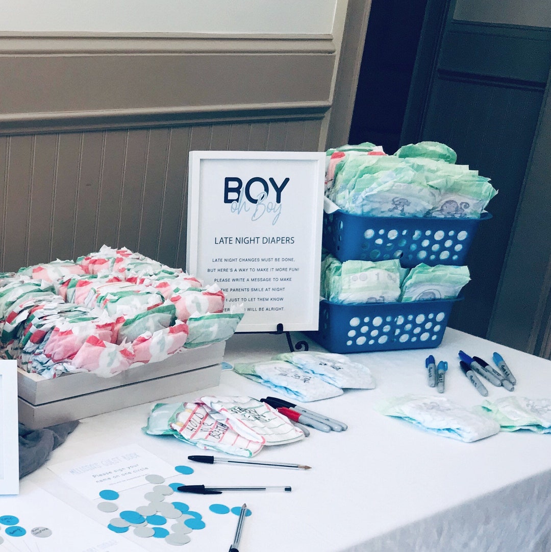 Late Night Diaper Sign Diaper Game Sign Baby Shower Sign Boy Baby ...