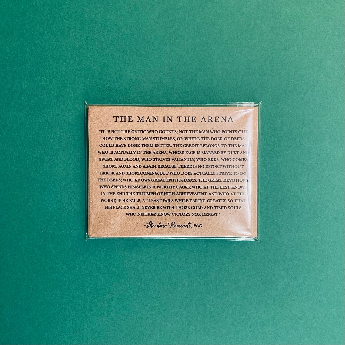 The Man In The Arena Card Theodore Roosevelt Quote Flat Etsy
