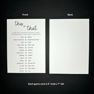 This or That Game Cards for Bridal Shower, Bachelorette Game, Birthday ...