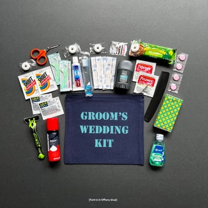 Groom's Emergency Kit - Medium Navy Travel Bag - Wedding Day Kit ...