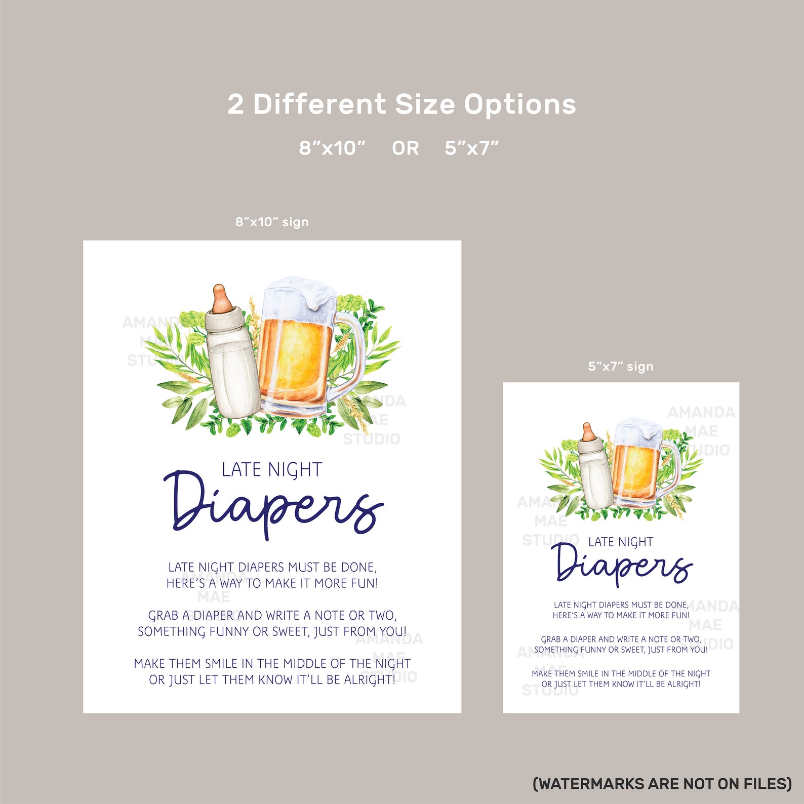 Late Night Diaper Sign - Brewing - Beer & Bottle Theme - Co-ed Baby ...