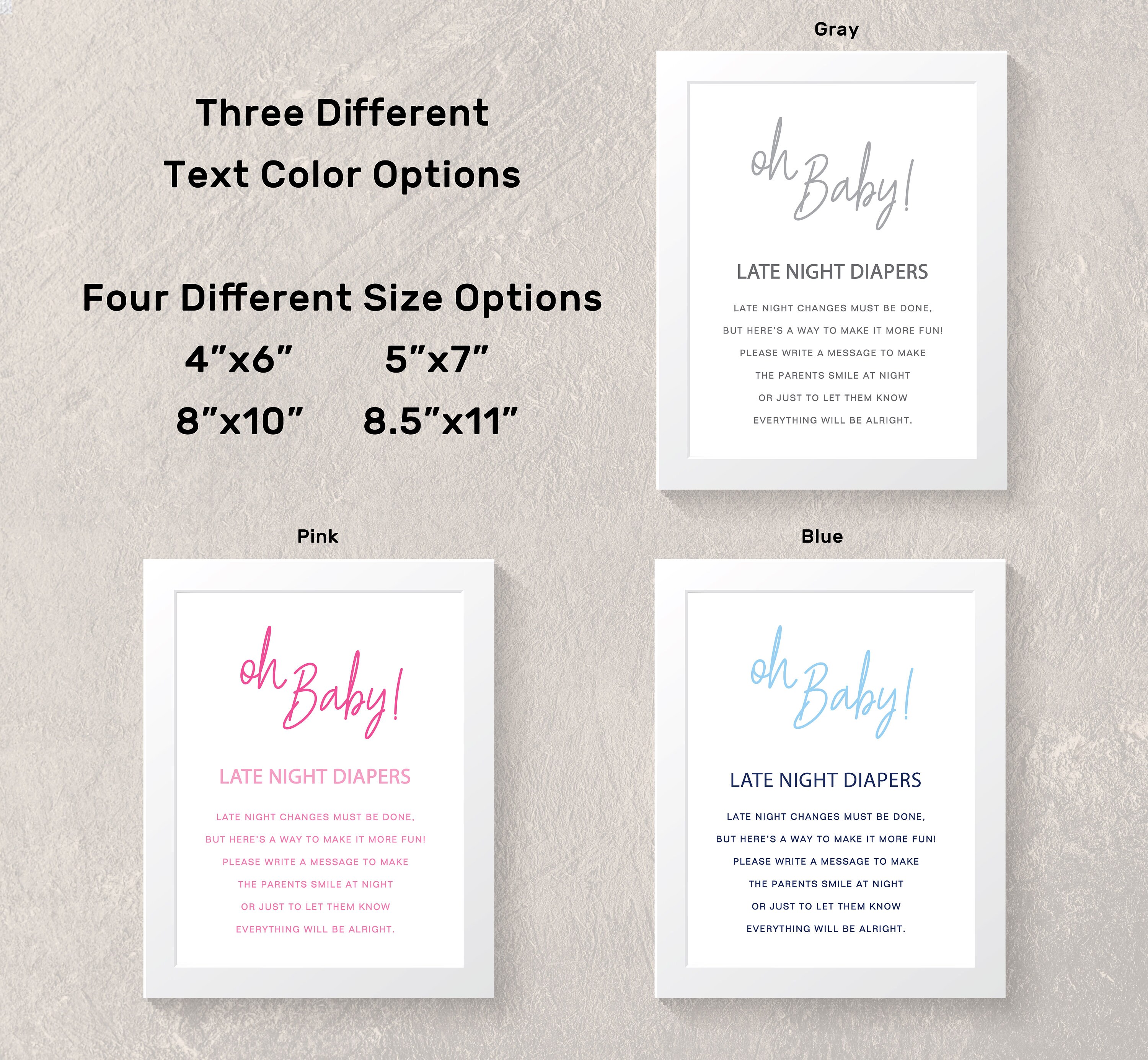 Late Night Diaper Sign Diaper Game Sign Baby Shower Sign | Etsy