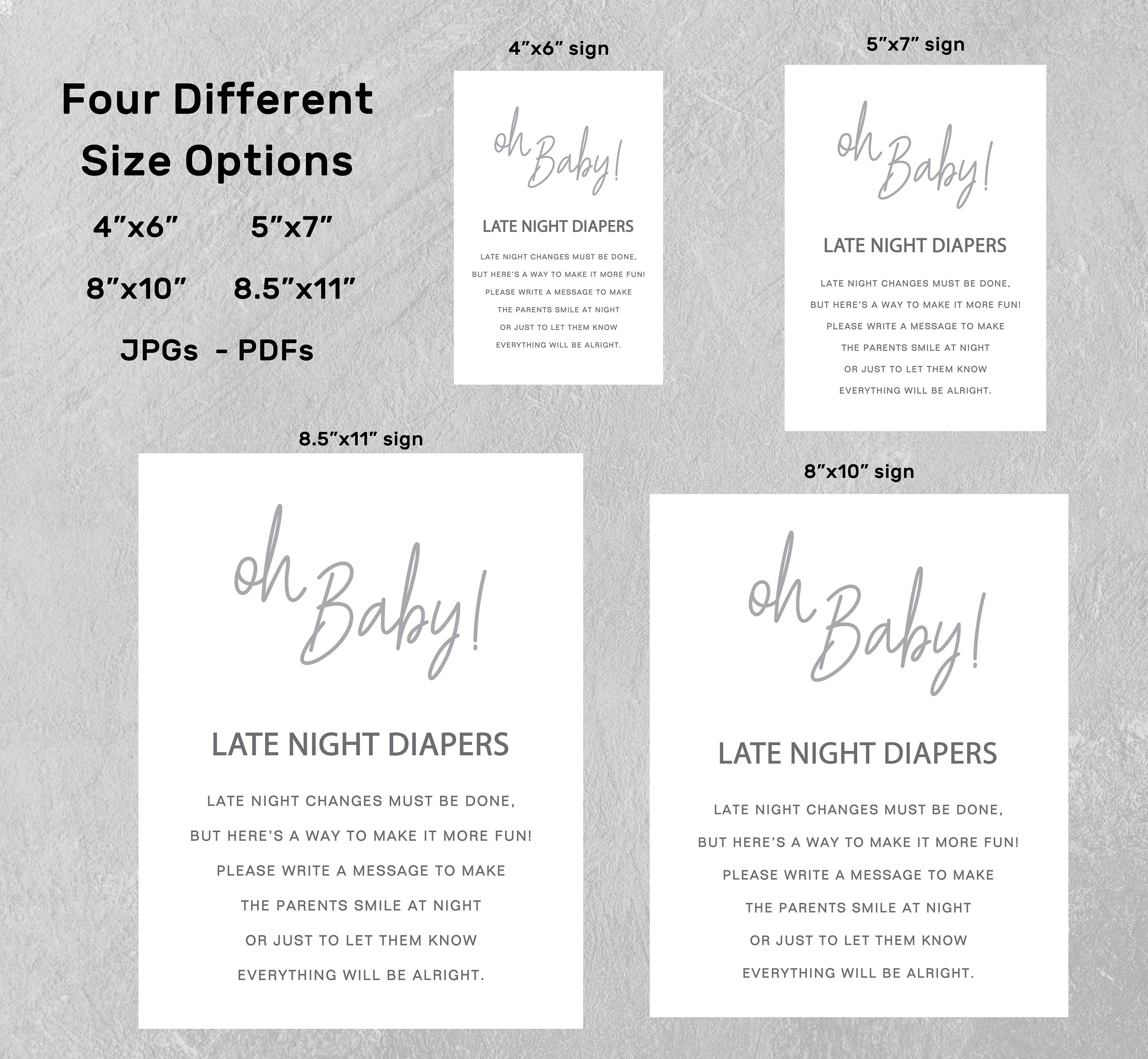 Late Night Diaper Sign Diaper Game Sign Baby Shower Sign | Etsy