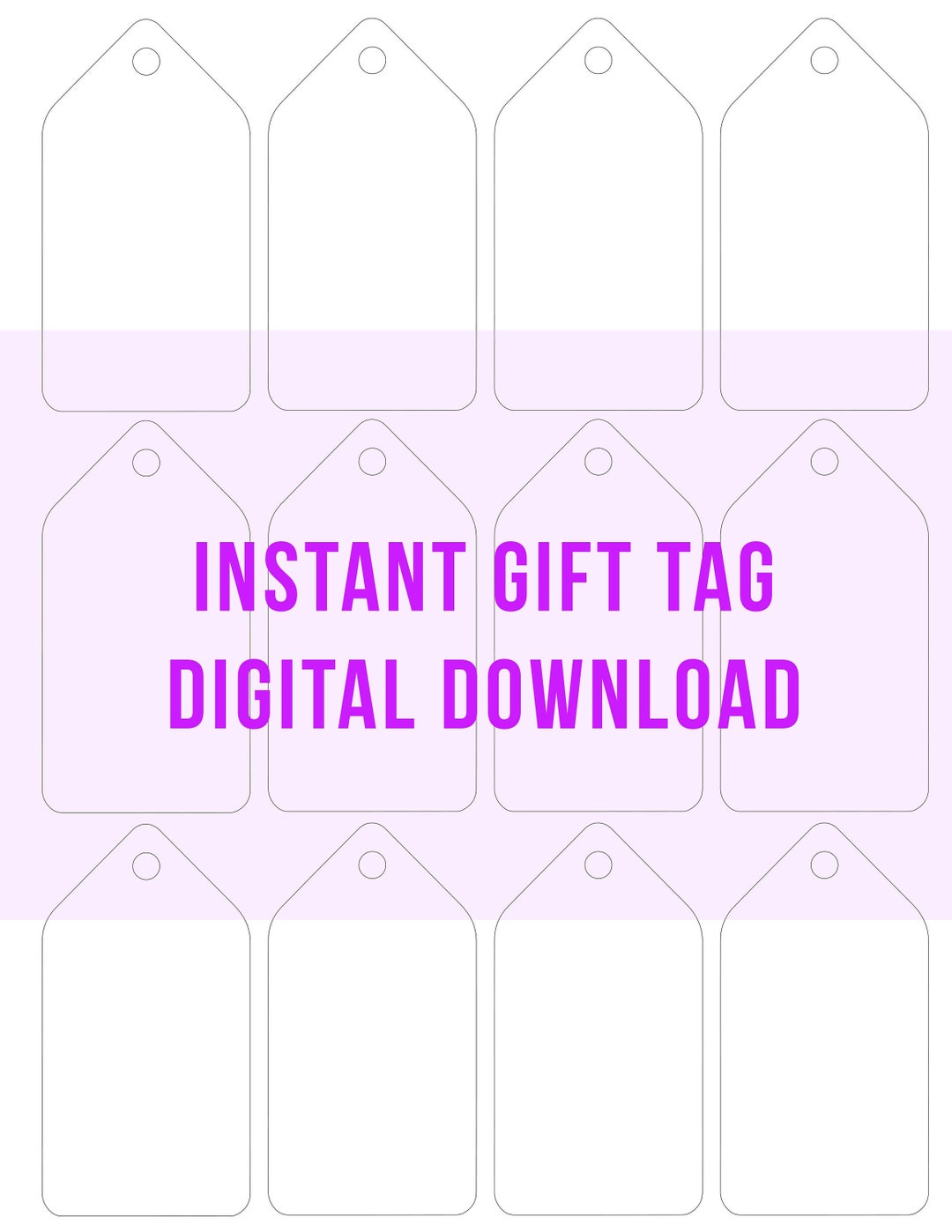 Blank Gift Tag Template - DIY Tags - White Tags - Download - Simple ...