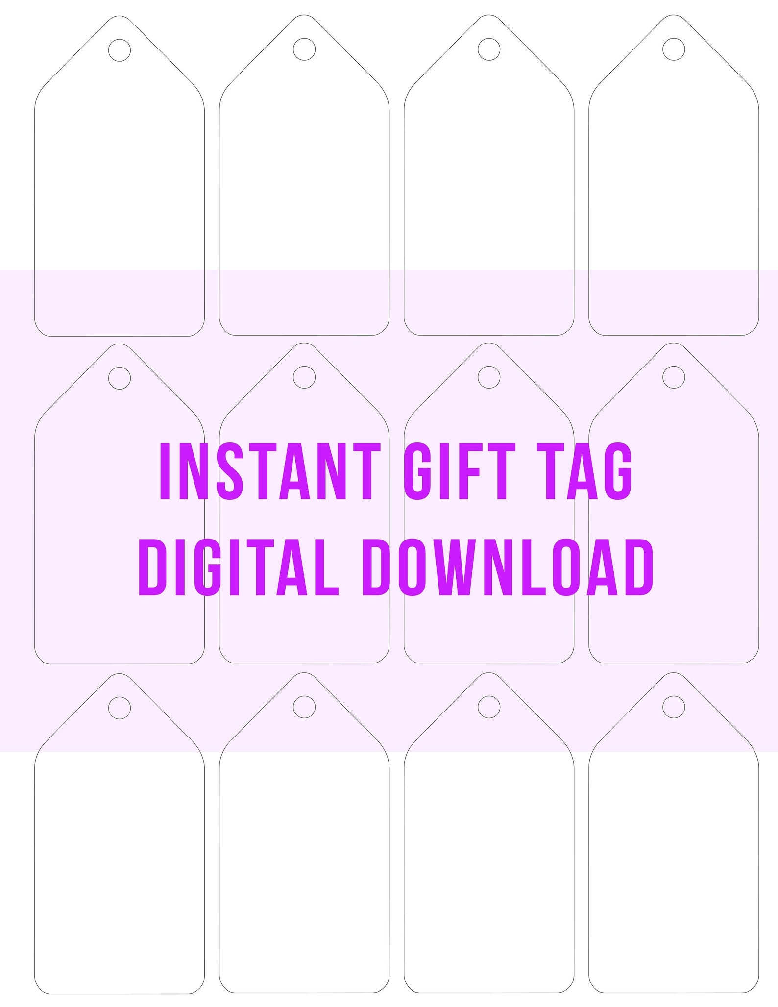 Blank Gift Tag Template - DIY Tags - White Tags - Download - Simple ...