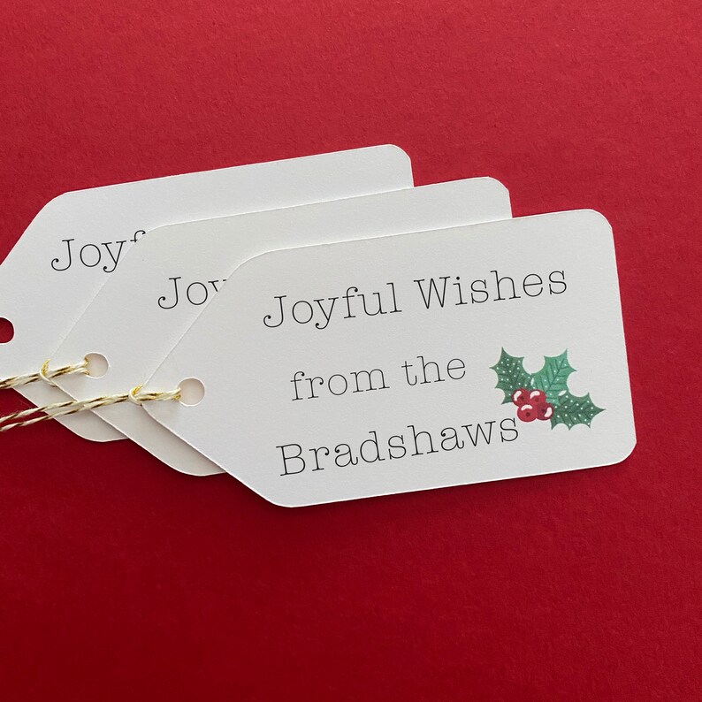 Custom Holiday Gift Tags with thread Personalized Gift Tags | Etsy