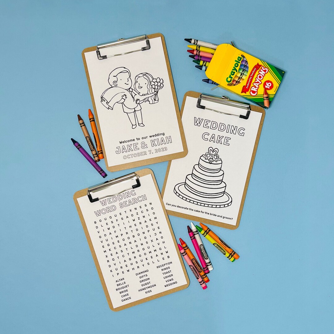 Wedding Activity Pack for Kids Personalized Names Coloring Sheets ...