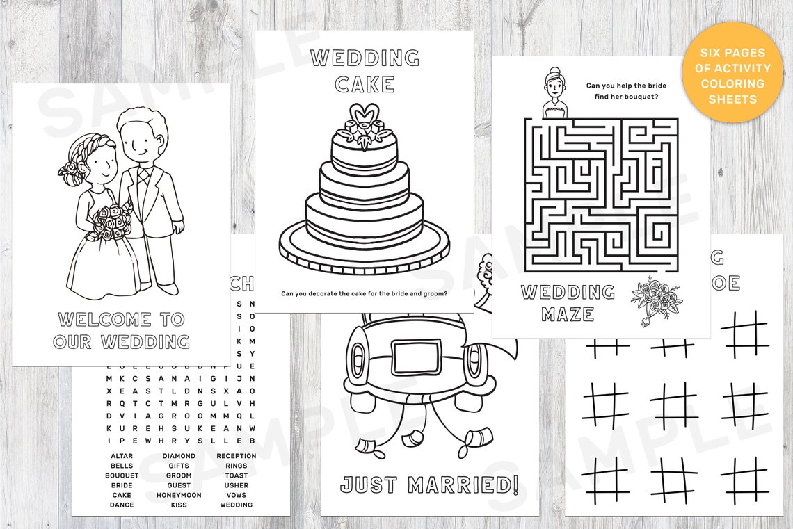 Wedding Activity Pack for Kids Coloring Book Children - Etsy