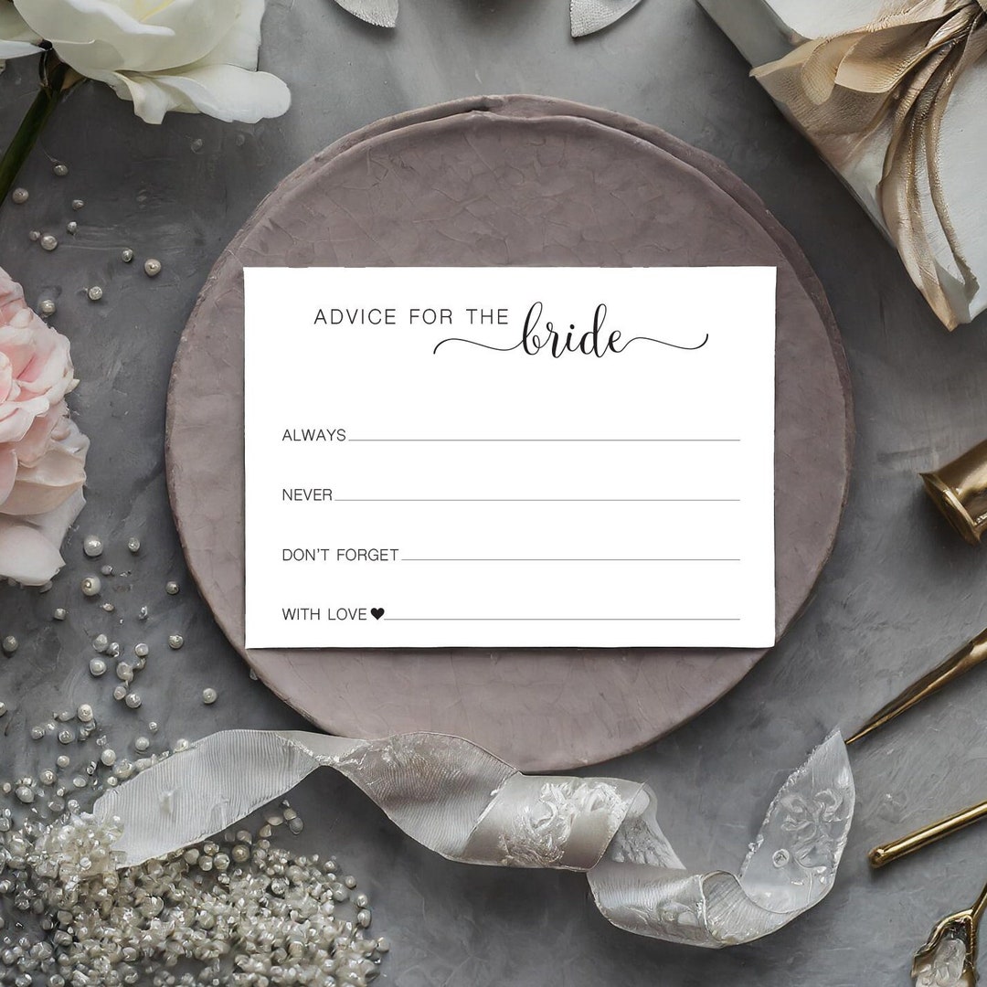 Advice for the Bride Cards - Bridal Shower Activity - Always, Never ...