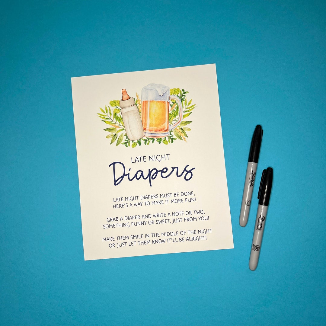 Late Night Diaper Sign - Brewing - Beer & Bottle Theme - Co-ed Baby ...