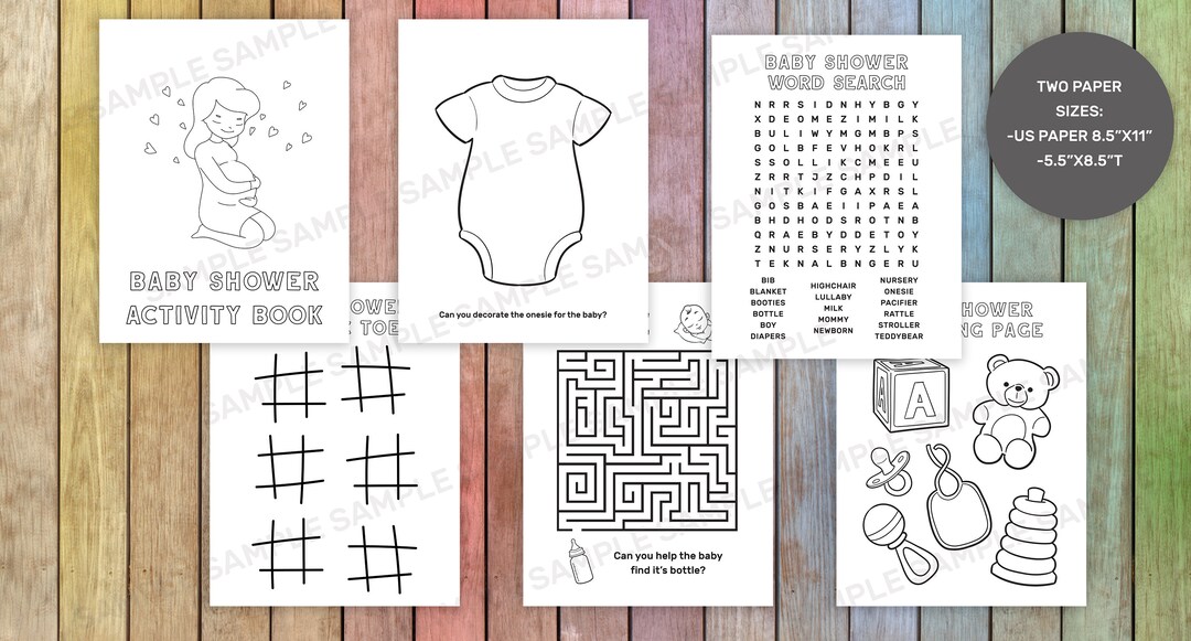 Baby Shower Activity Pack for Kids - Coloring Book - Children ...