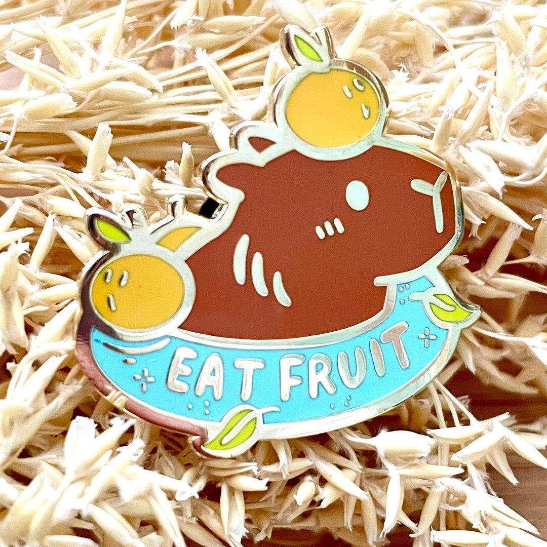 Eat Fruit Capybara Enamel Pin Cute Orange Kawaii Lapel Pin Badge - Etsy