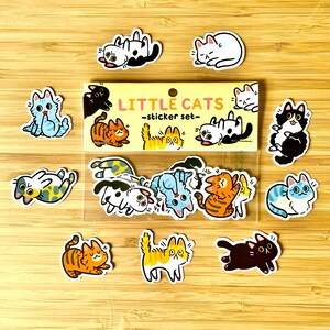 Sticker Pack Mix Bag of Cats Set of 9 Gloss Illustrated Stickers Cute ...