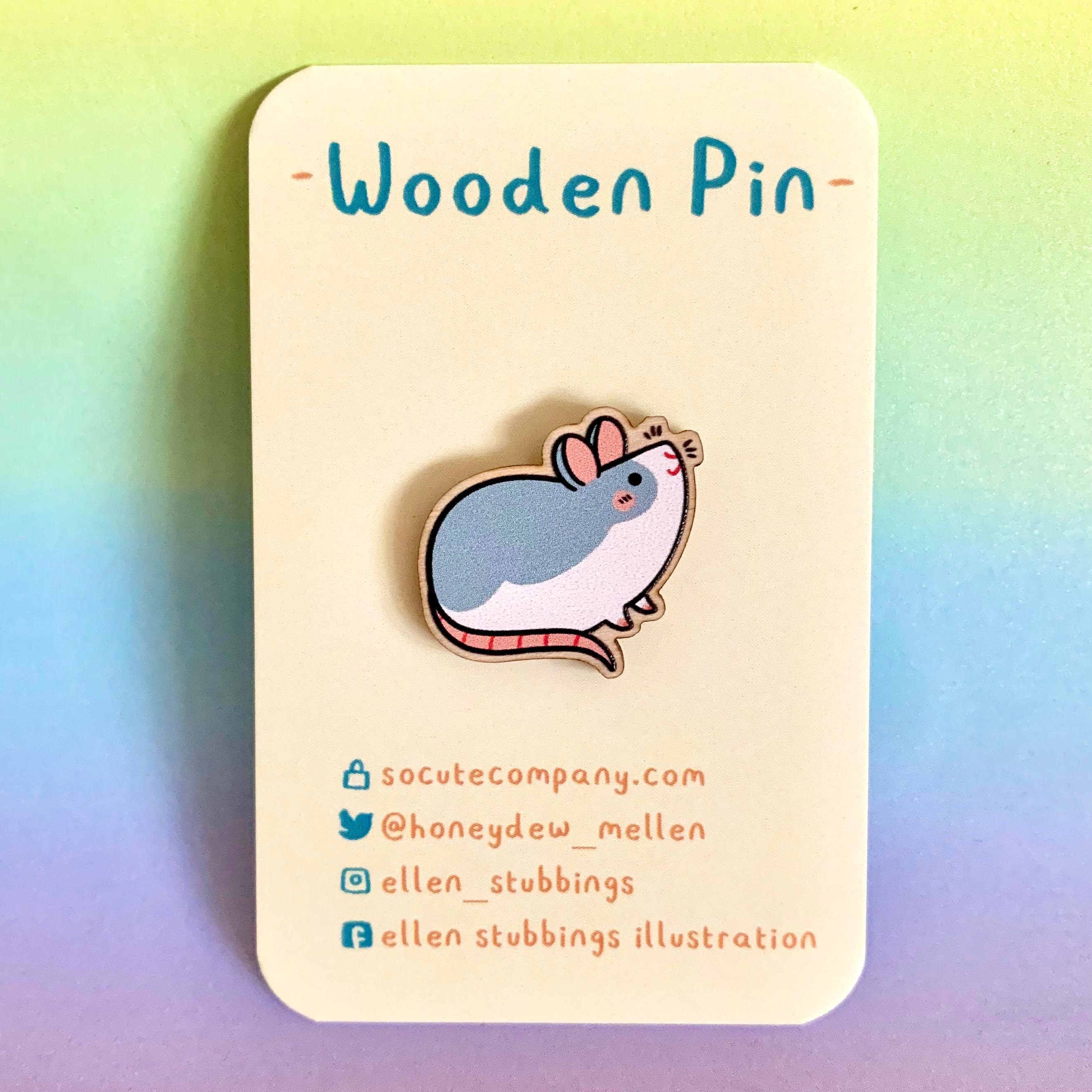 Cute Pet Rat Wooden Pin choice of 5 Colours Quirky Wood Pet - Etsy UK