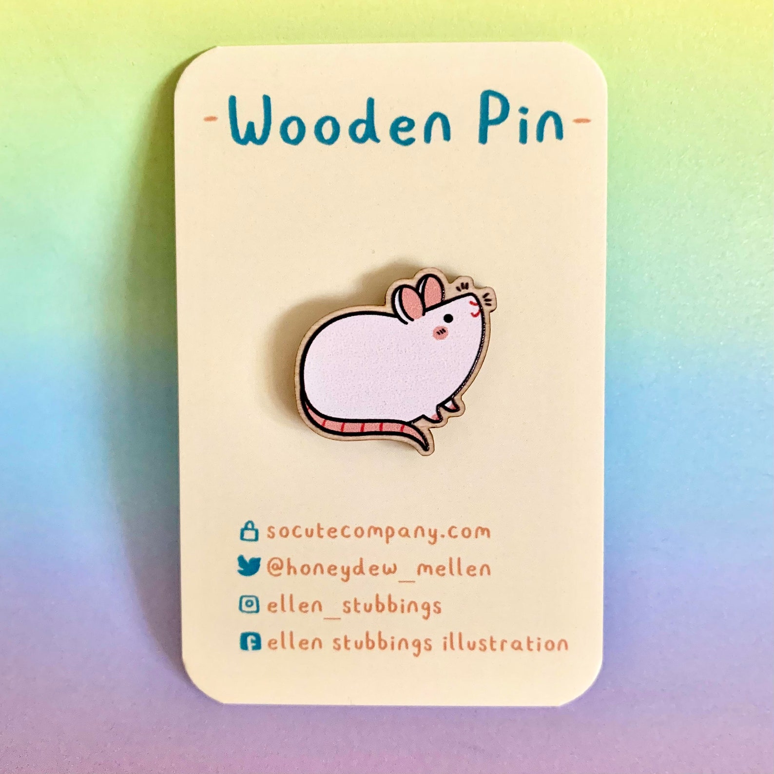 Cute Pet Rat Wooden Pin choice of 5 Colours Quirky Wood Pet - Etsy UK