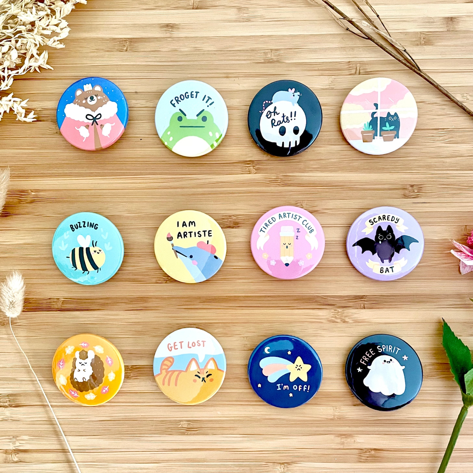 So Cute Badges Choose 4 From 12 Numbered Designs Pins Animals - Etsy
