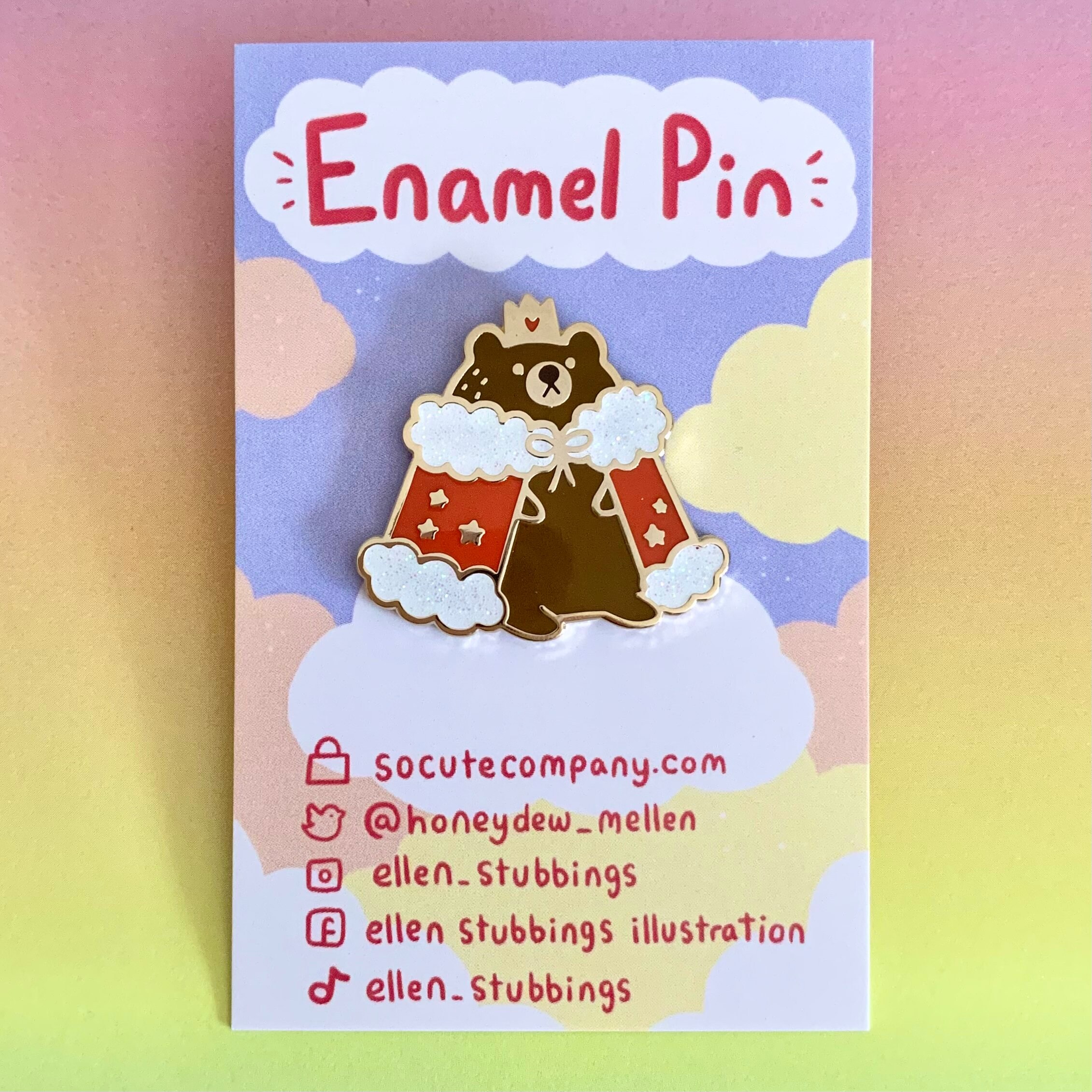 Enamel Pin Cute Royal Bear Glitter Lapel Pin Badge Animal - Etsy