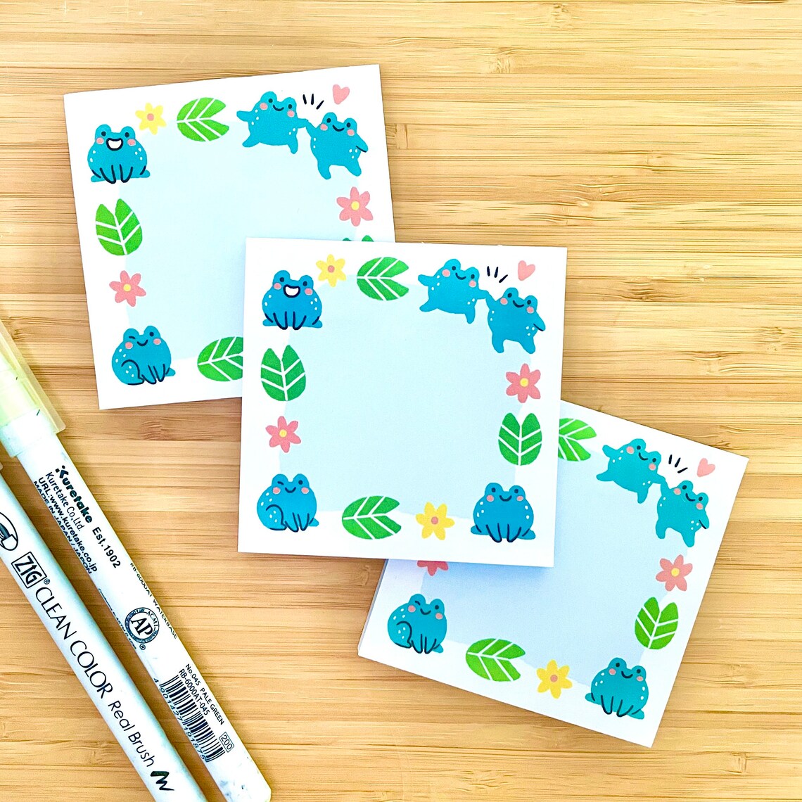 Square Sticky Note Memo Pad Happy Frog Hoppy Cute List Reminder ...