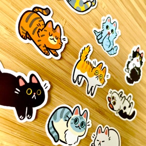 Sticker Pack Mix Bag of Cats Set of 9 Gloss Illustrated Stickers Cute ...