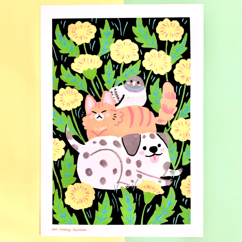 Animal Stack Set of 3 Art Print Illustration Cute - Etsy