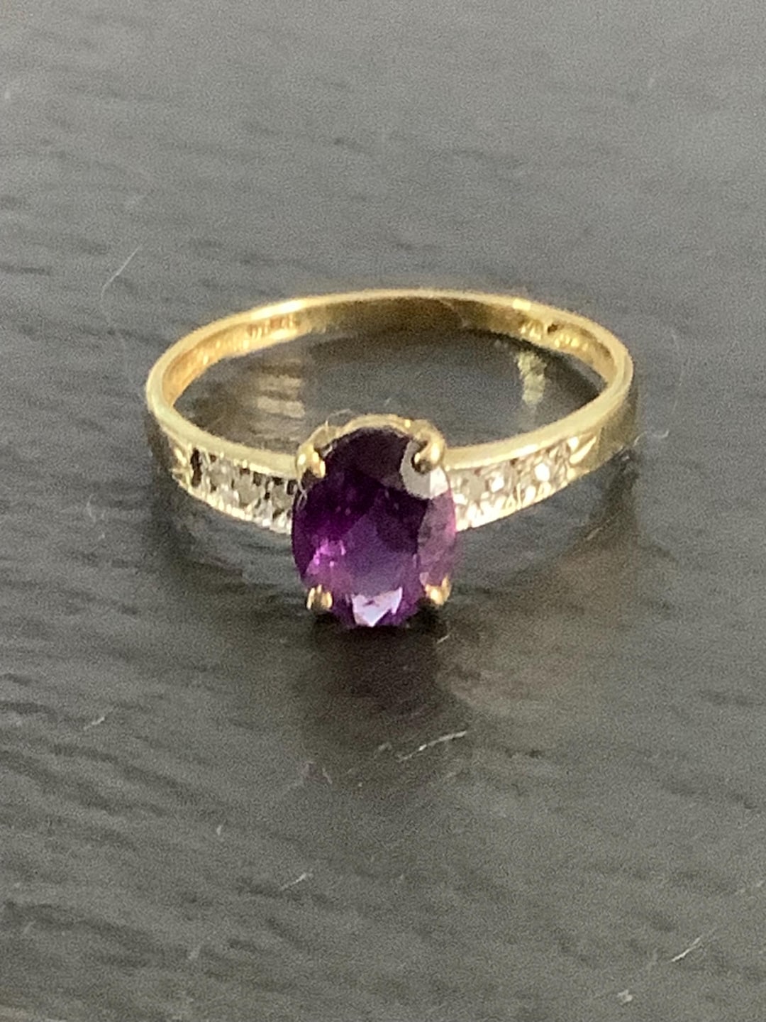 9ct Gold Amethyst and Diamond Ring - Etsy