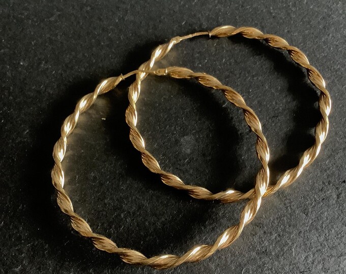 9ct Gold Twisted Hoop Earrings - Etsy