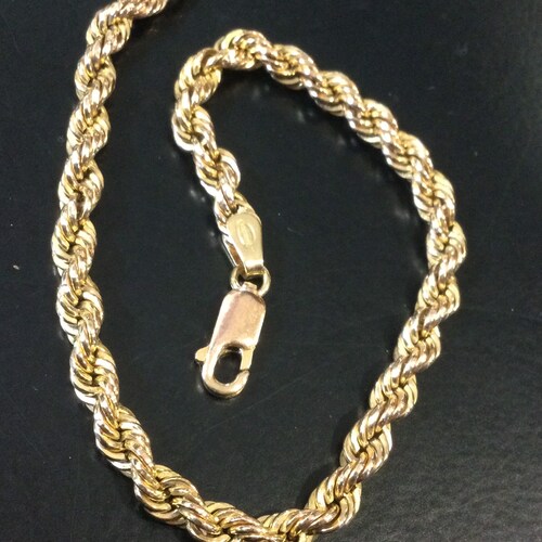 10K Gold Rope Chain Gold Rope Chain Bracelet 3mm 3.6mm 4mm - Etsy