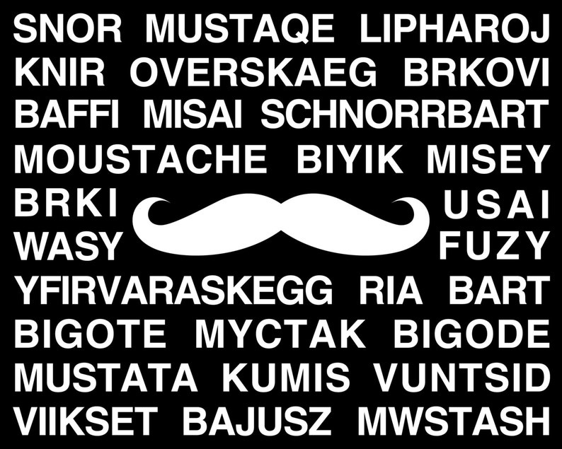 Mustache Languages Movember Multiple Different Language - Etsy